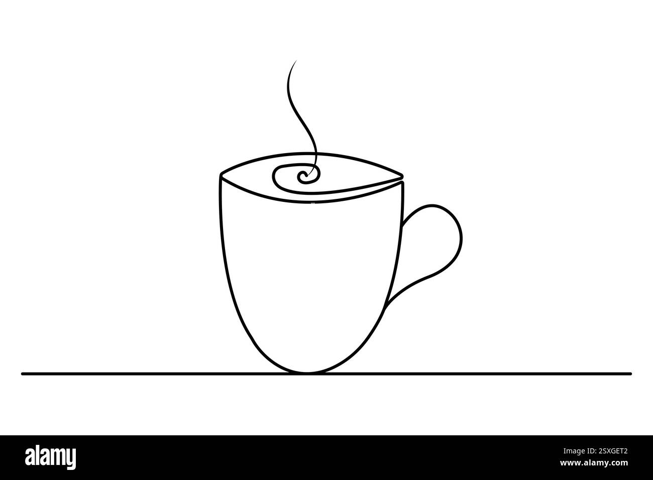 Coffee cup continuous one line art drawing of isolated outline vector ...
