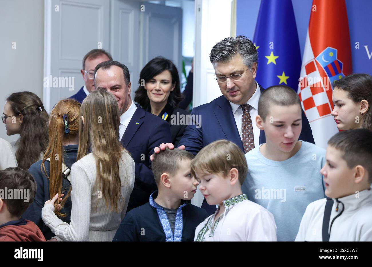 Zagreb, Croatia. 24th Feb, 2025. Croatian PM Andrej Plenkovic had a ...