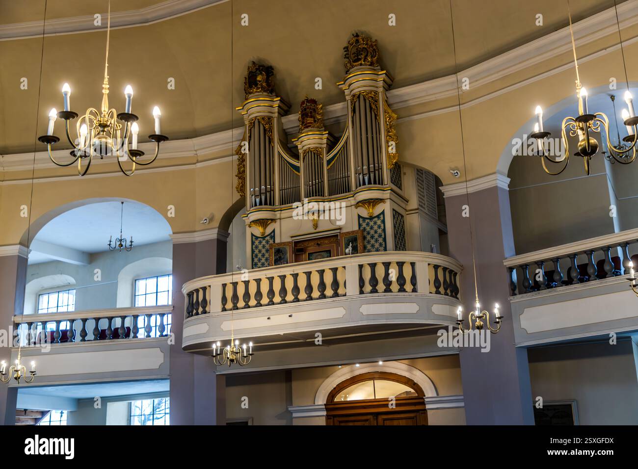 Large church organ in the Evangelical Reformed Church of Erlangen, with ...