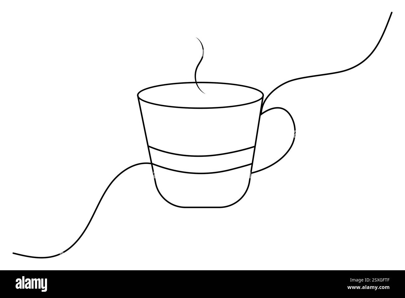 Coffee cup continuous one line art drawing of isolated outline vector ...
