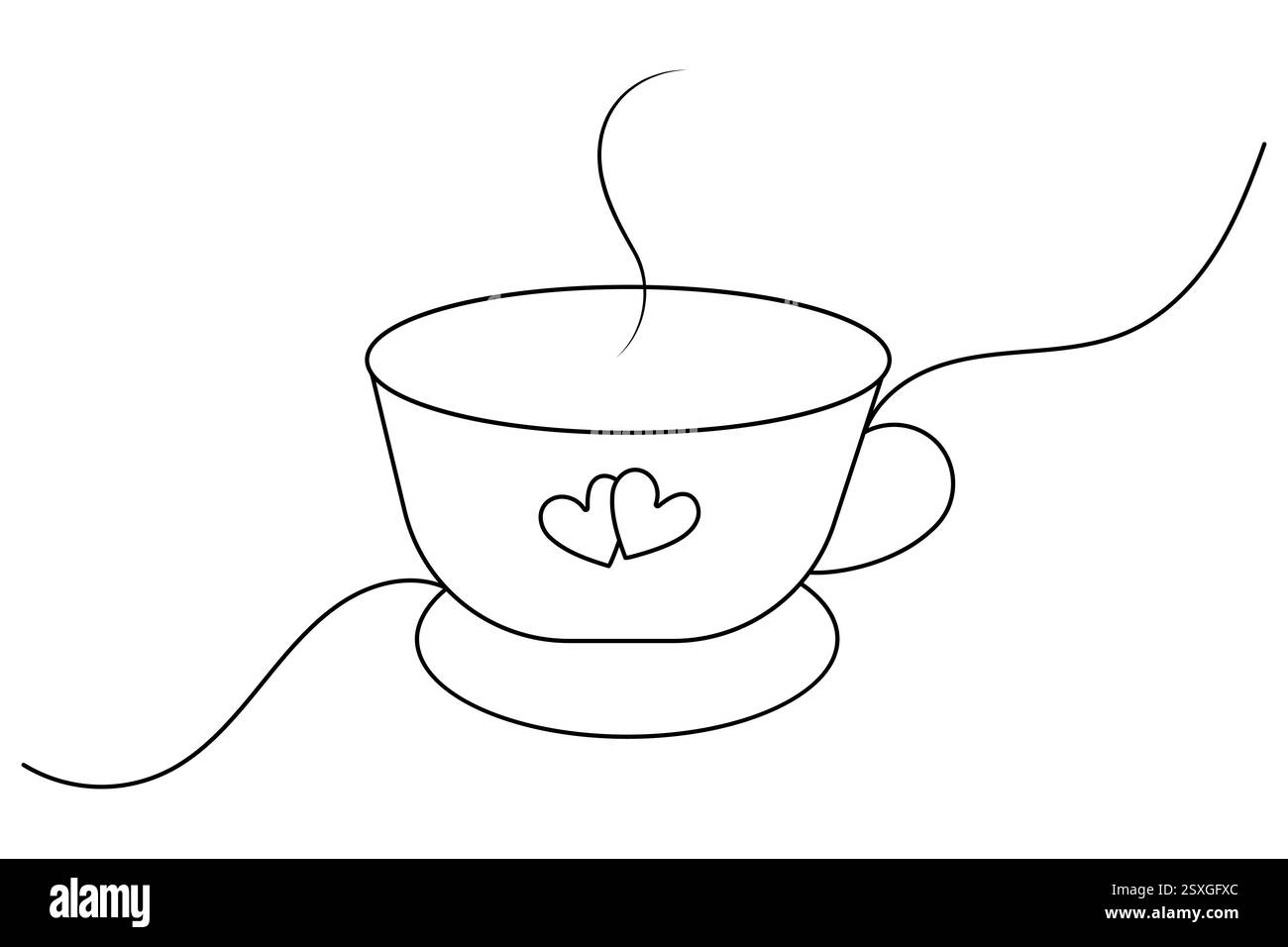 Coffee cup continuous one line art drawing of isolated outline vector ...