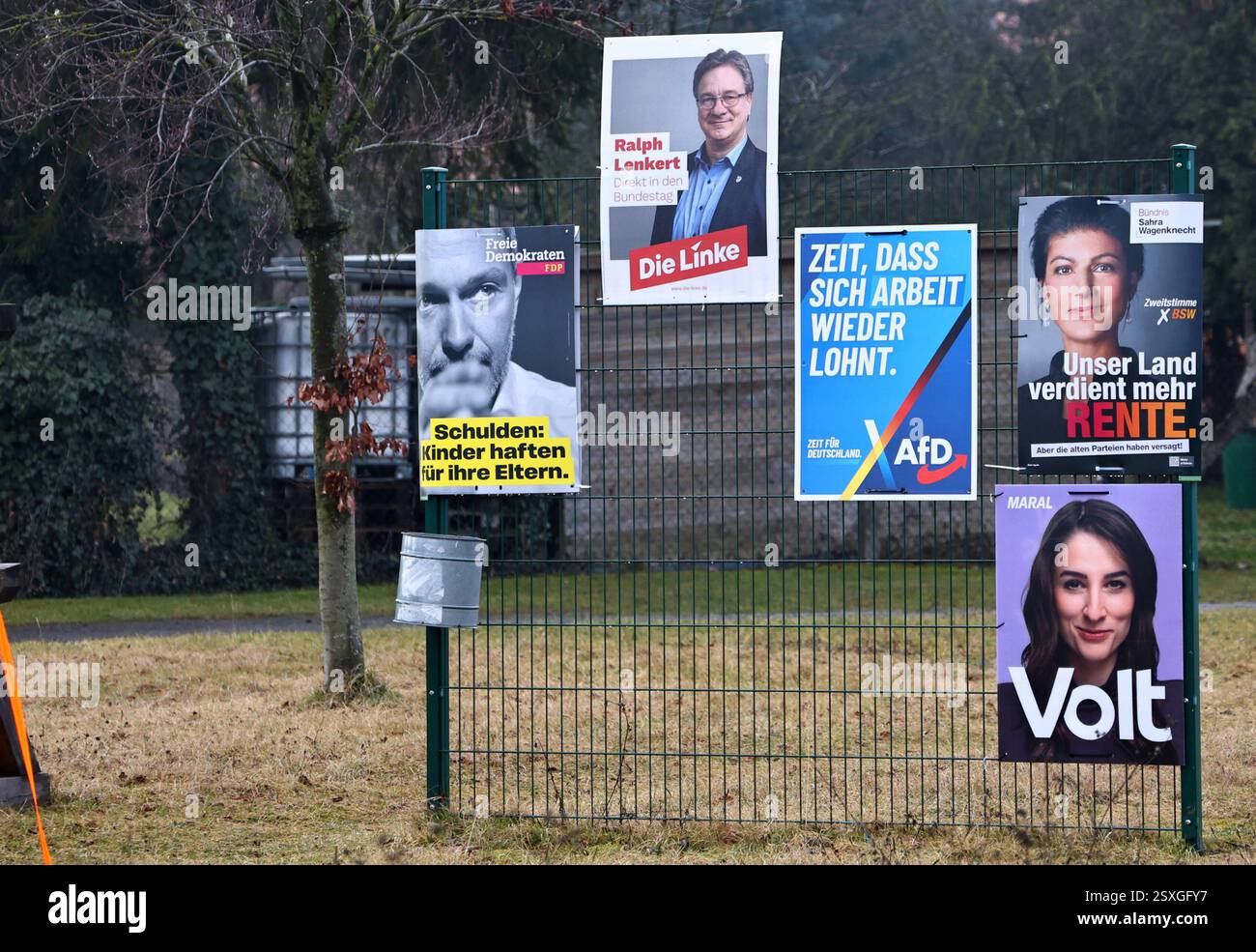 Wahlplakate 21.02.2025, Grossobringen, Wahlplakate zur Bundestagswahl ...