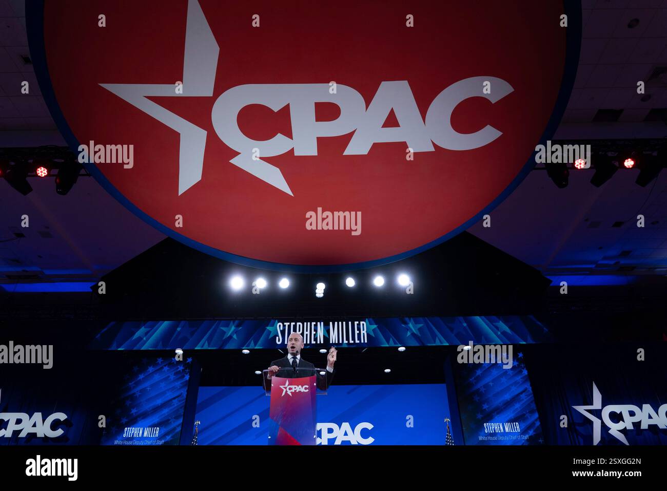 White House deputy chief of policy Stephen Miller speaks at the ...