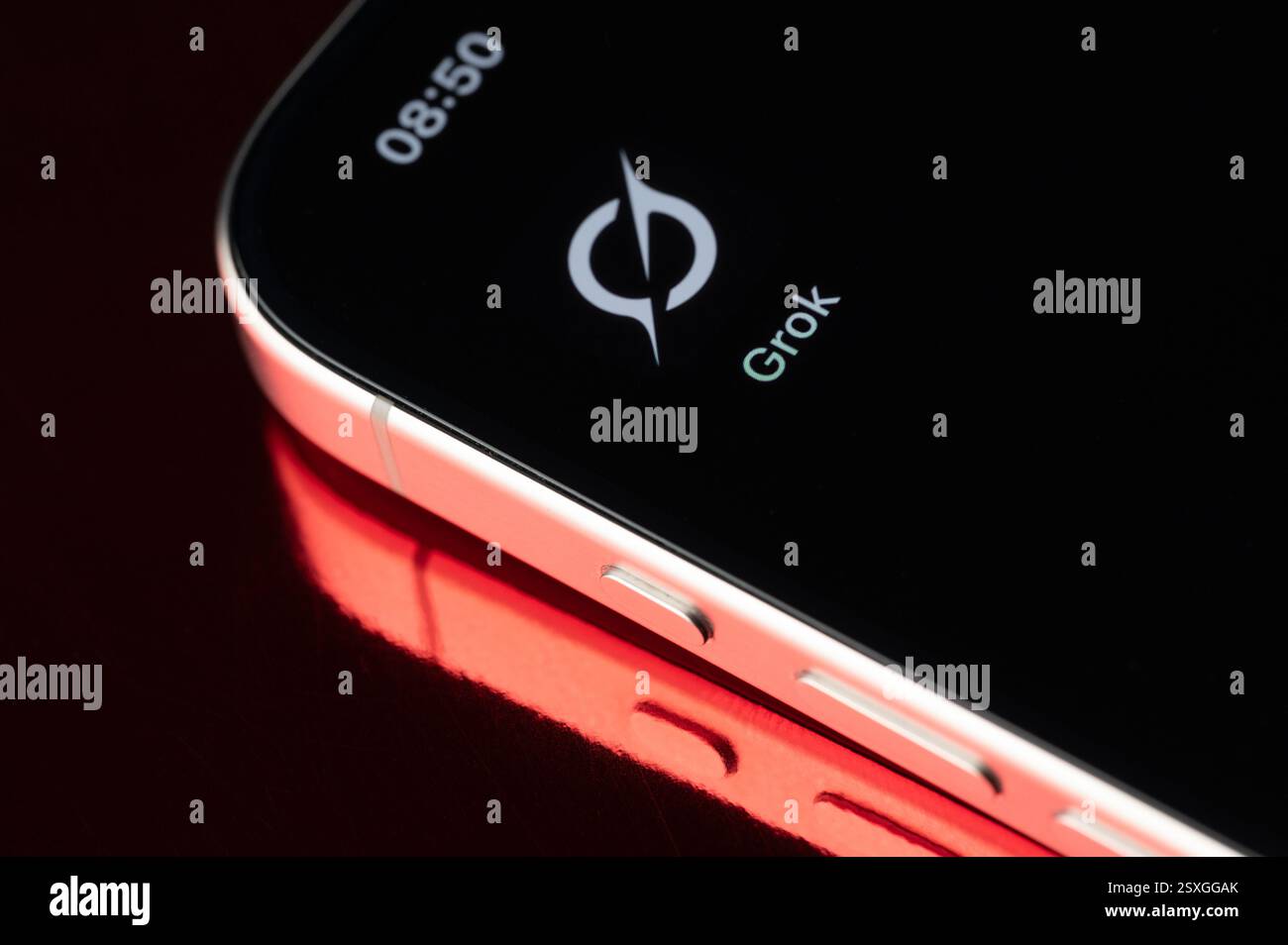 New York, USA - February 24, 2025: Grok app icon app on smartphone ...