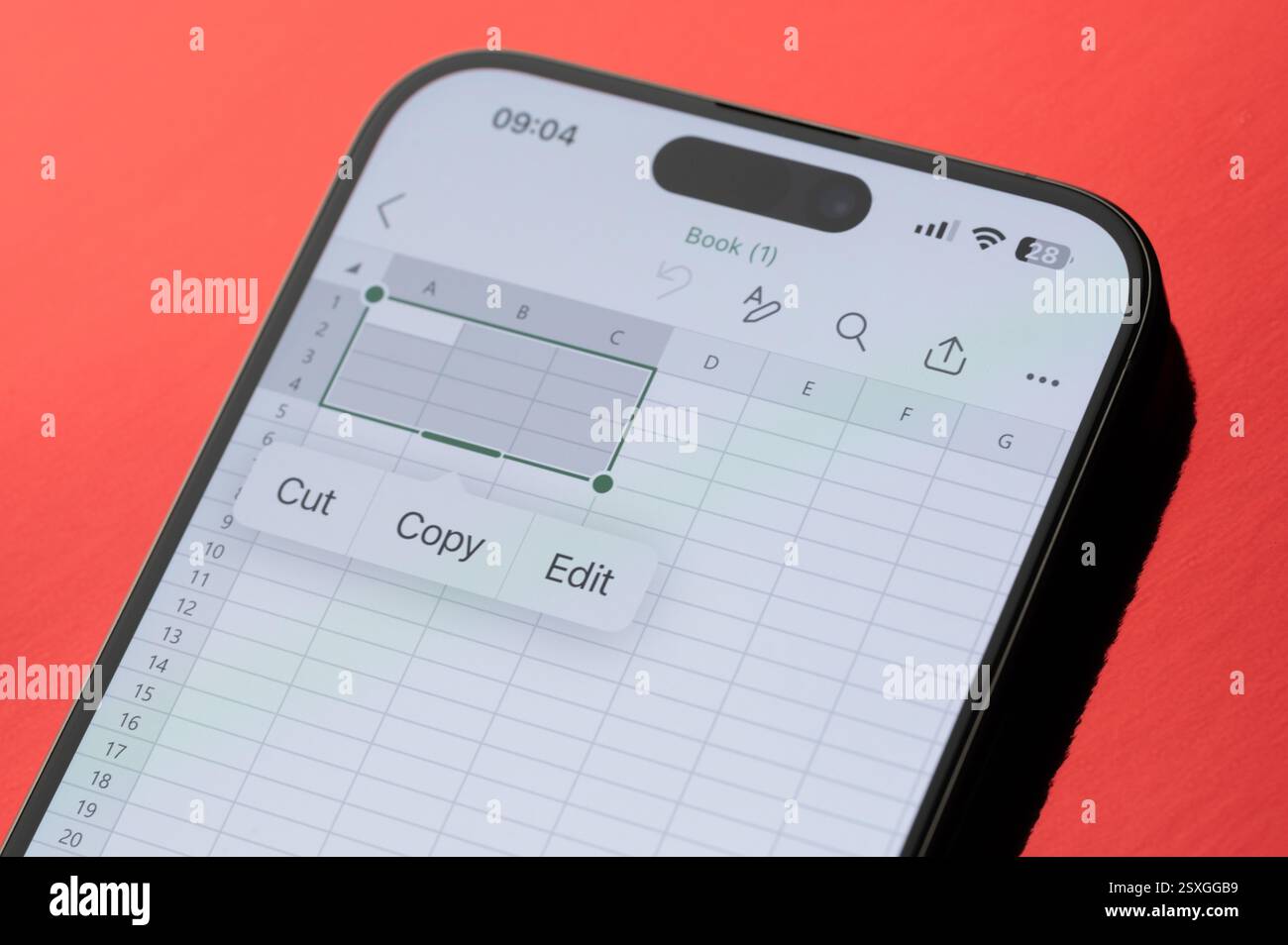 New York, USA - February 24, 2025: New spreadsheet page in microsoft excel app on smartphone ...