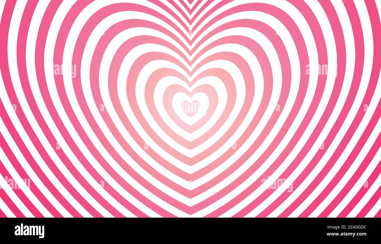 Cute pink gradient striped hearts poster. Horizontal Love concept card ...