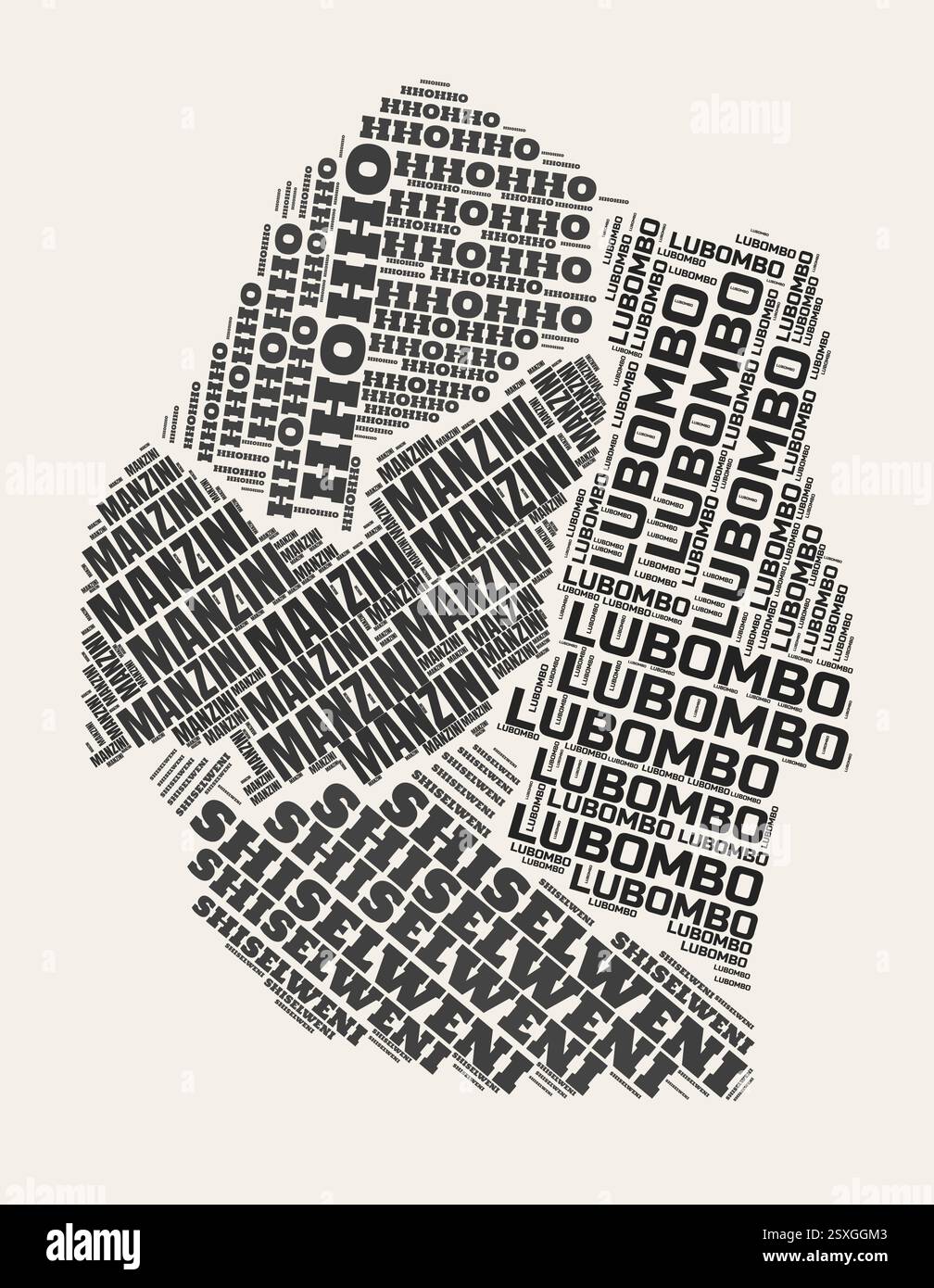 ESwatini Word Cloud. Country with regions division. ESwatini ...