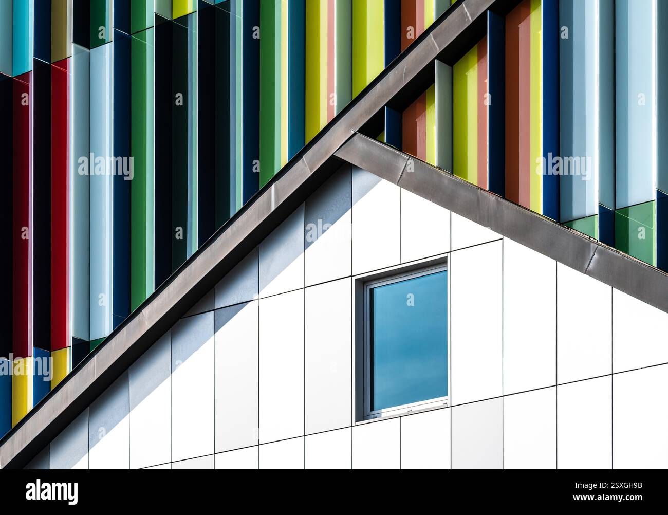 Abstract colors and lines from the facade of a contemporary music ...