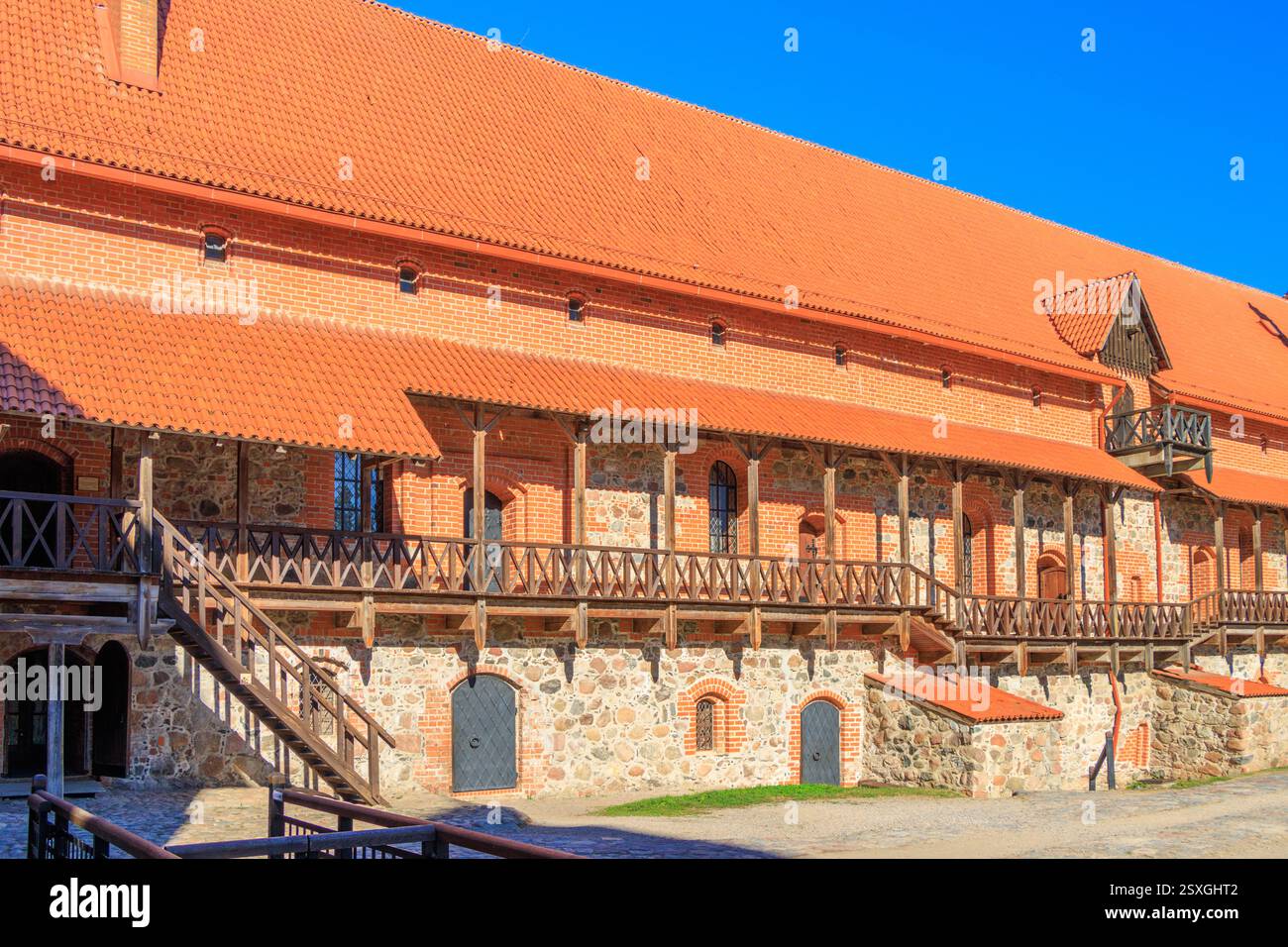 Trakai. Trakai island castle. Inner courtyard of the castle Stock Photo ...