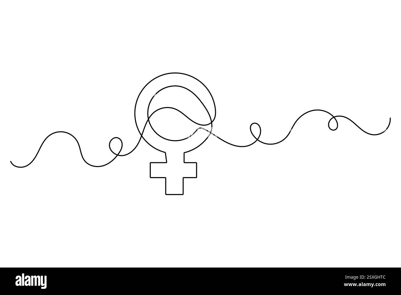 Female gender symbol one line art with minimalist isolated outline ...