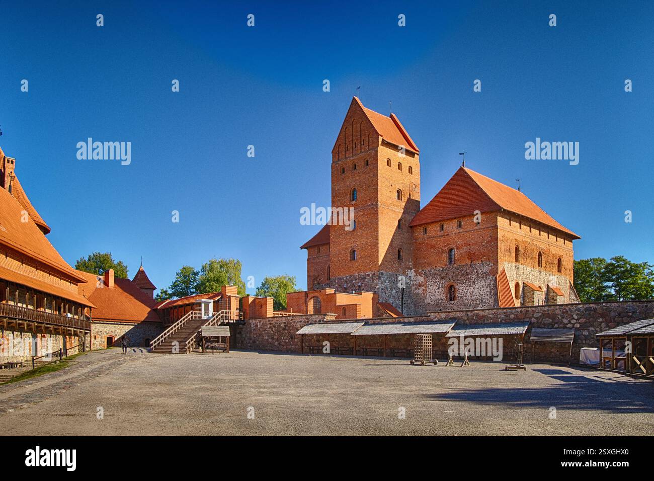 Trakai. Trakai island castle. Inner courtyard of the castle Stock Photo ...