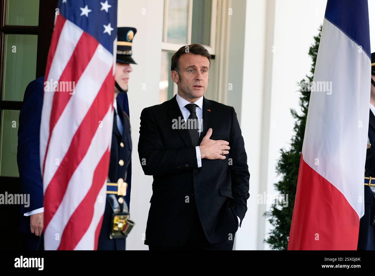 French President Emmanuel Macron arrives for a meeting with President ...
