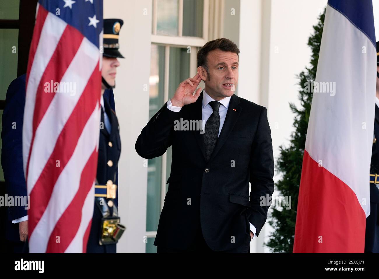 French President Emmanuel Macron arrives for a meeting with President ...