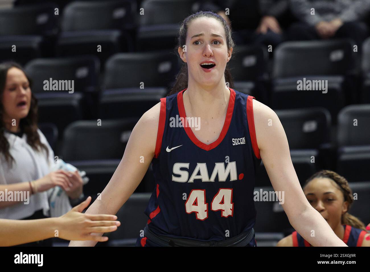SPARTANBURG, SC - FEBRUARY 20: Samford Bulldogs center Emily Bowman (44) during a women's ...