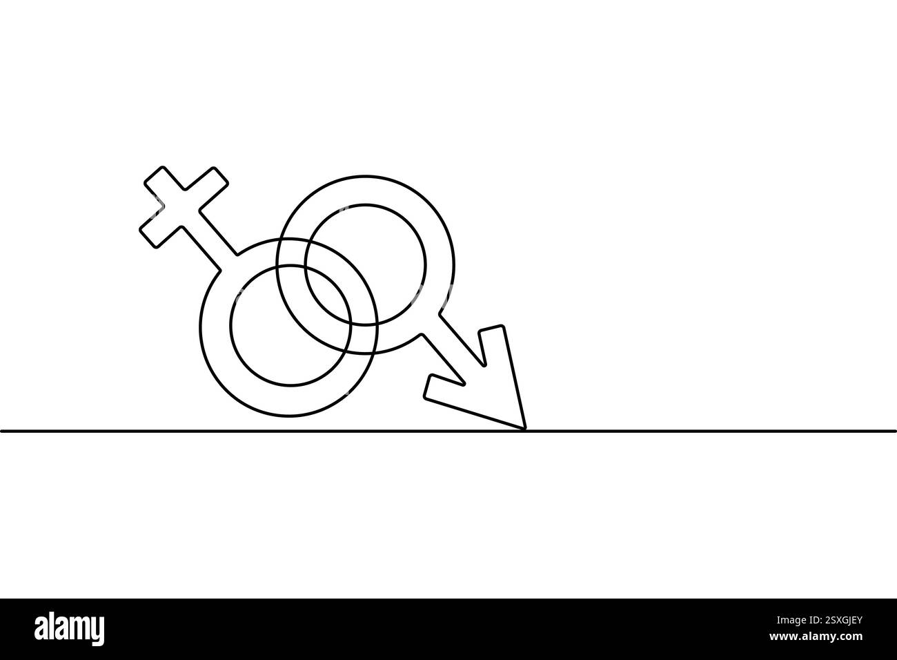 Female gender symbol one line art with minimalist isolated outline ...