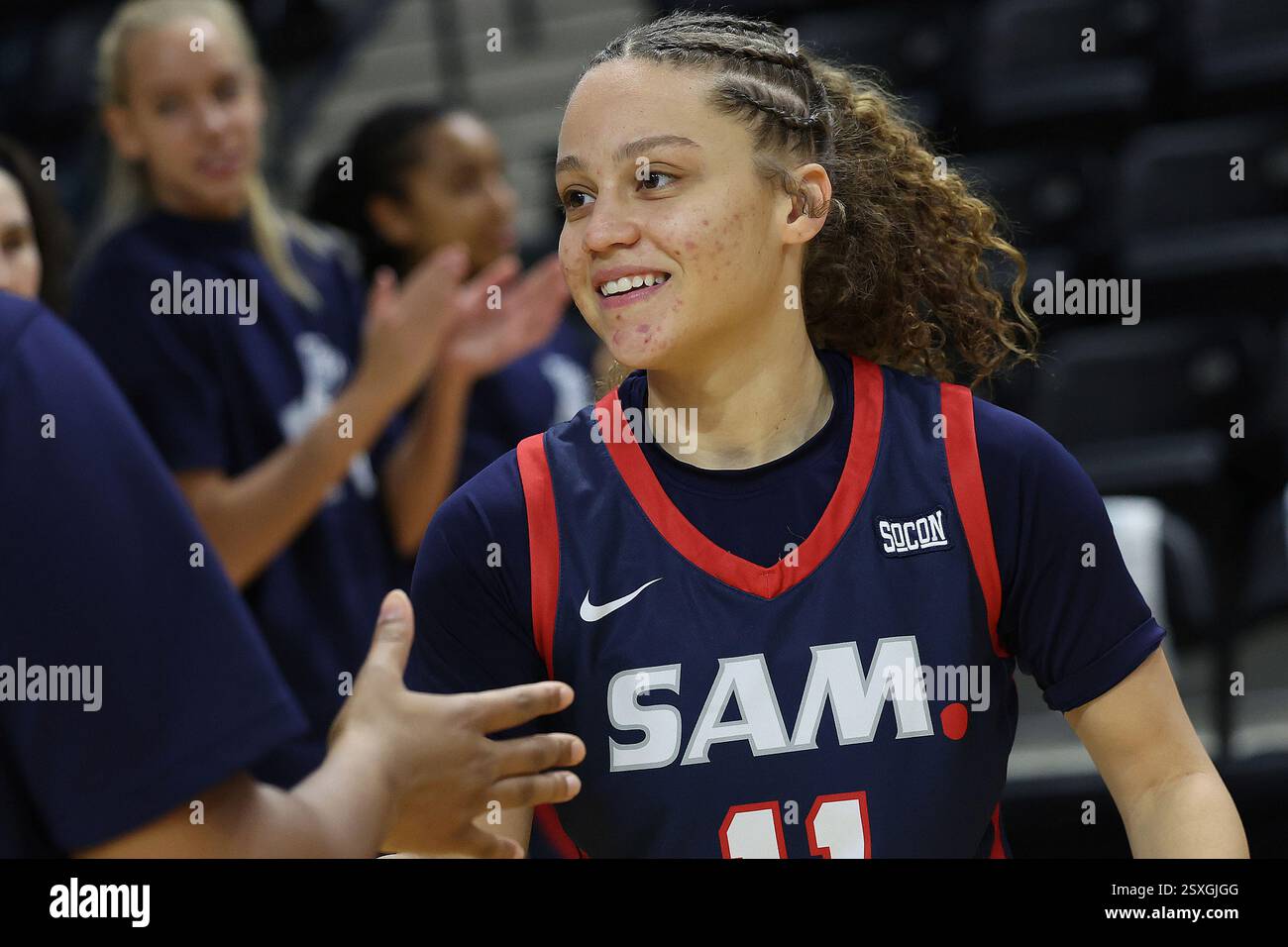 SPARTANBURG, SC - FEBRUARY 20: Samford Bulldogs guard Alonya Waldon (11 ...