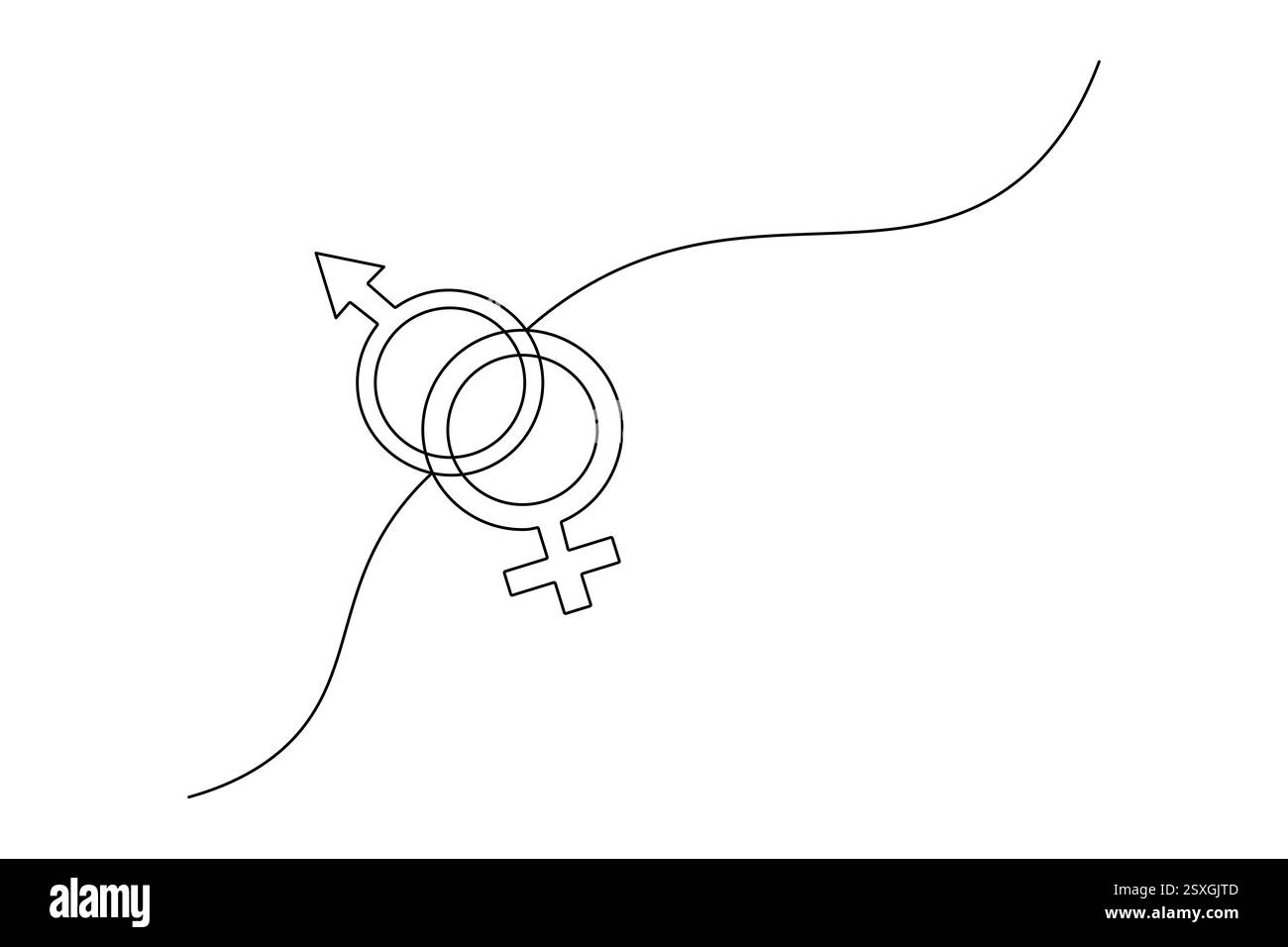 Female gender symbol one line art with minimalist isolated outline ...