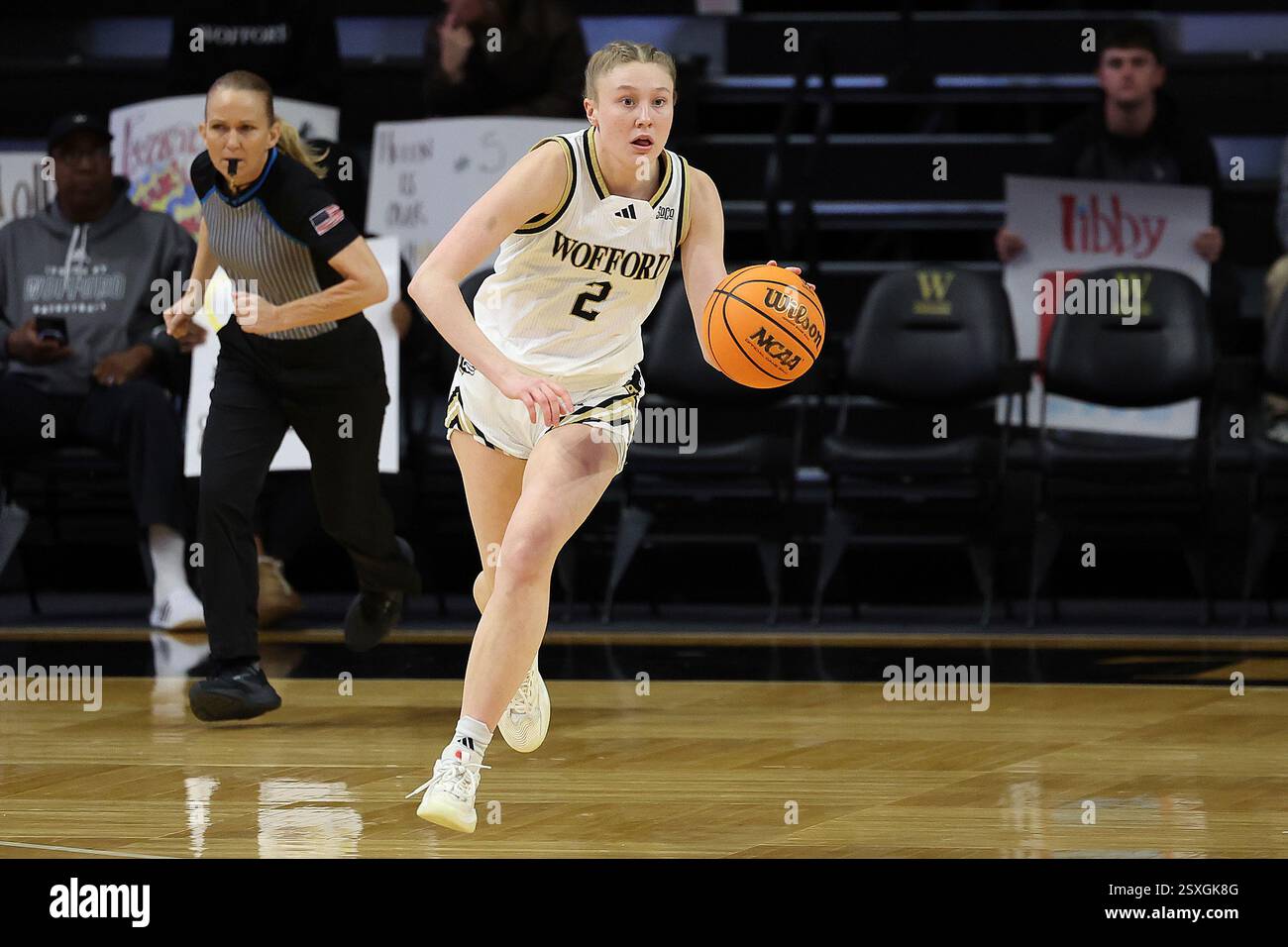 SPARTANBURG, SC - FEBRUARY 20: Wofford Terriers guard Maddie Heiss (2 ...