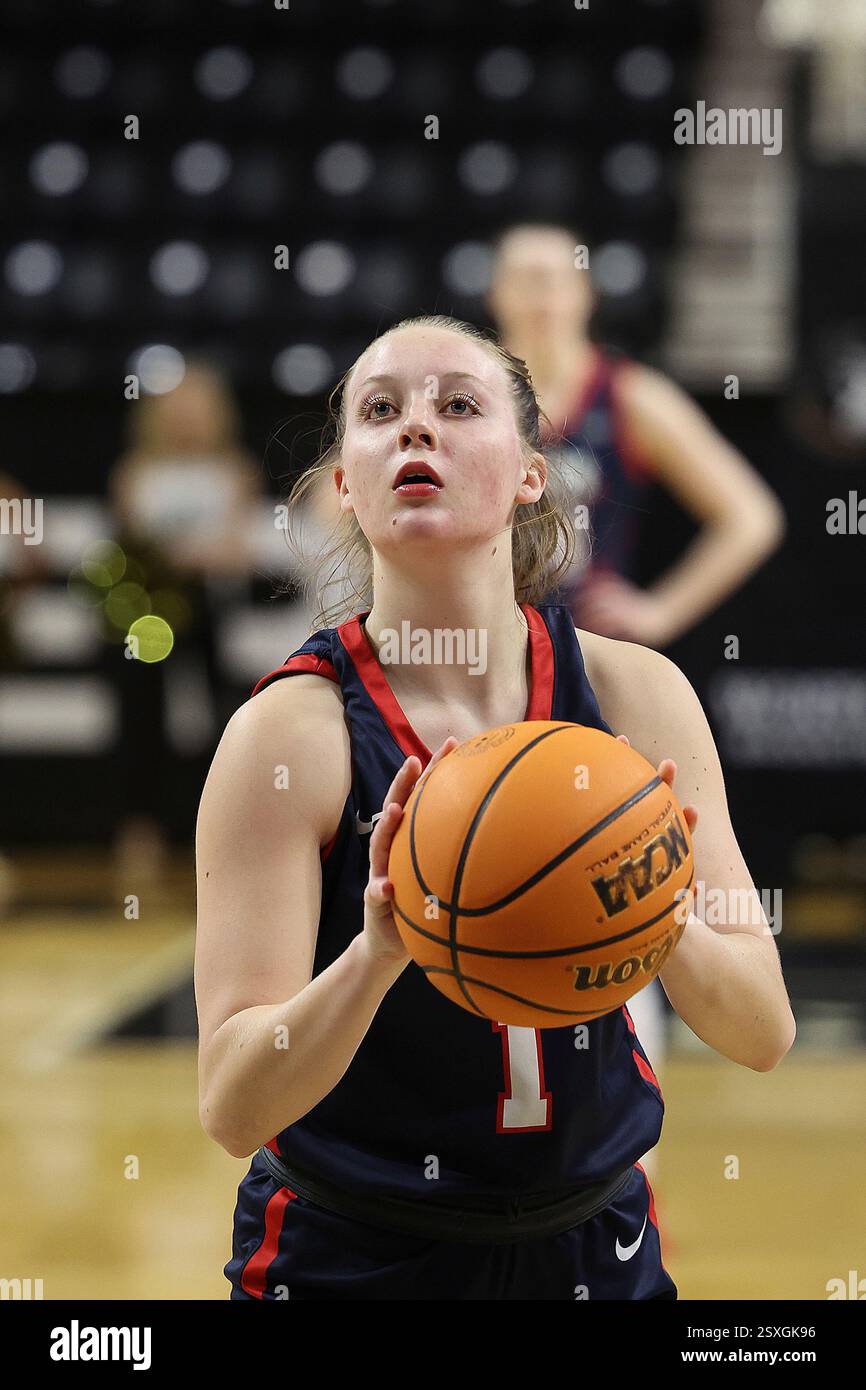 SPARTANBURG, SC - FEBRUARY 20: Samford Bulldogs guard Claire Johnson (1) during a women's ...
