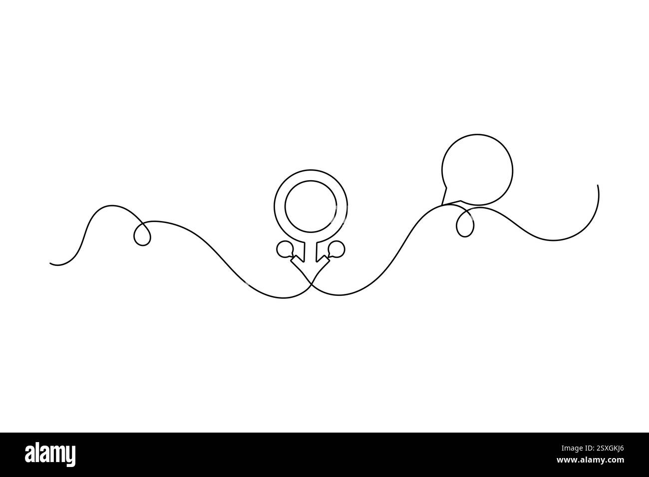 Female gender symbol one line art with minimalist isolated outline ...