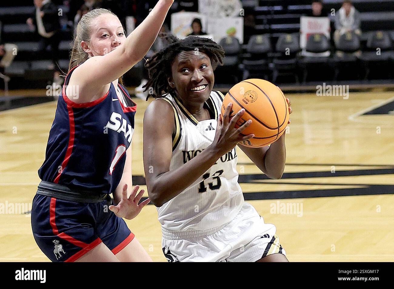SPARTANBURG, SC - FEBRUARY 20: Wofford Terriers forward Toni Warren (13 ...