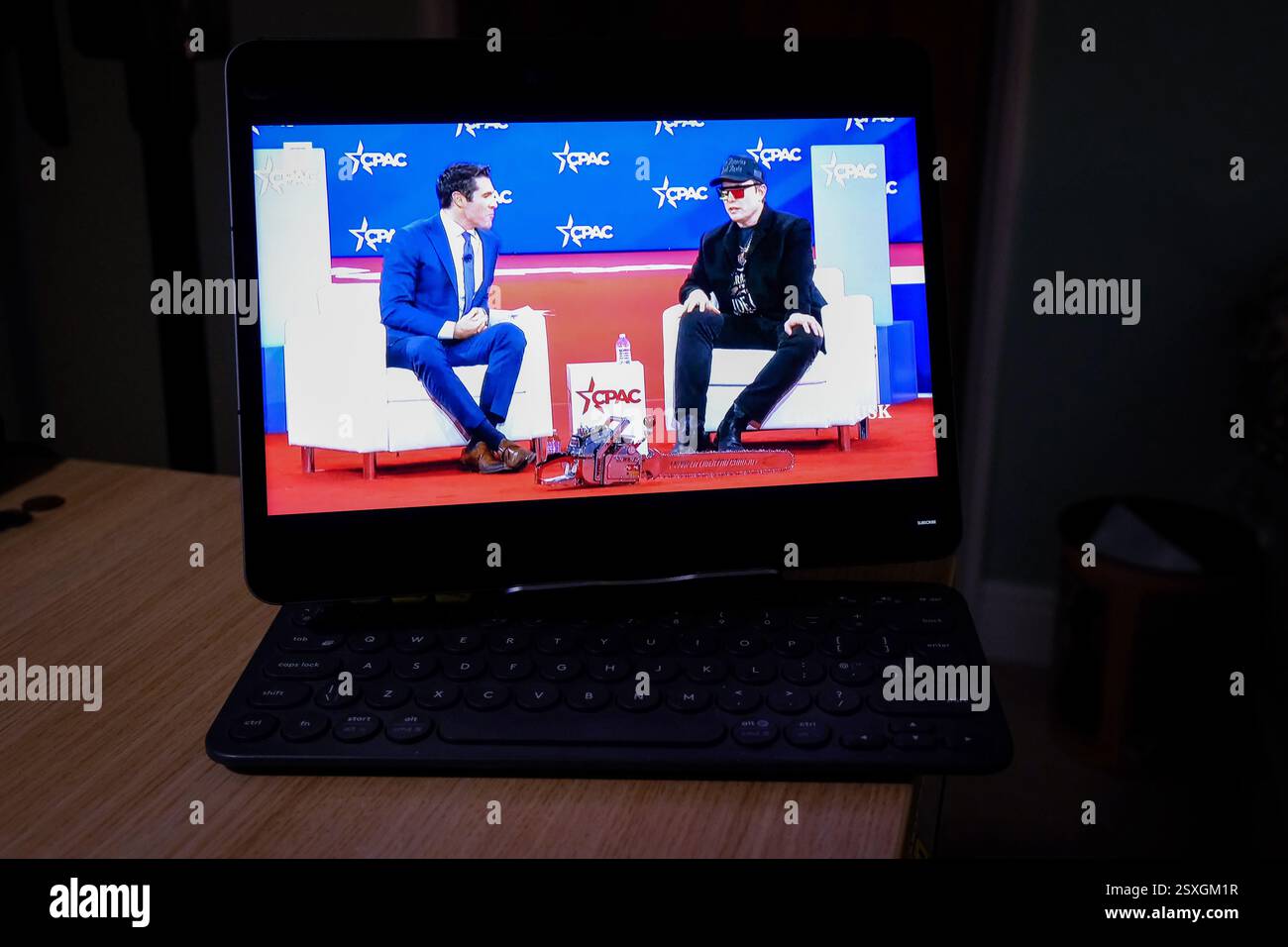 Washington DC, USA - 21 Feb 2025 - Elon Musk speaking at the CPAC ...