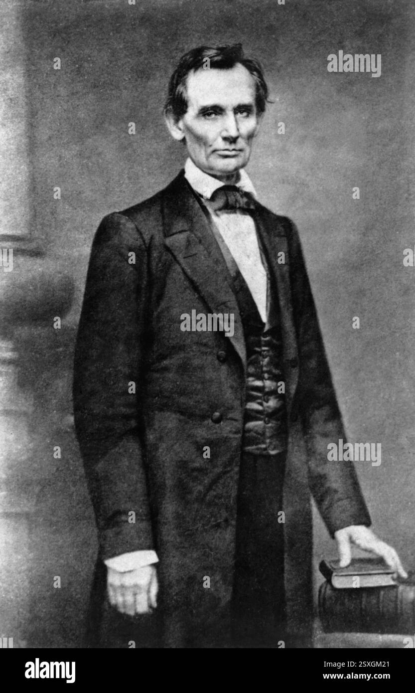 Abraham Lincoln (1809-1865), portrait by Matthew Brady, 1860. This is ...
