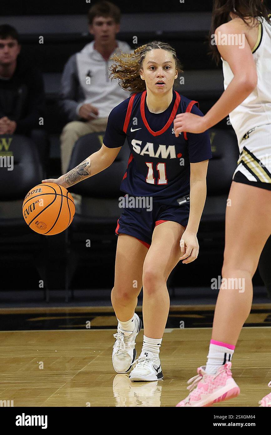 SPARTANBURG, SC - FEBRUARY 20: Samford Bulldogs guard Alonya Waldon (11 ...