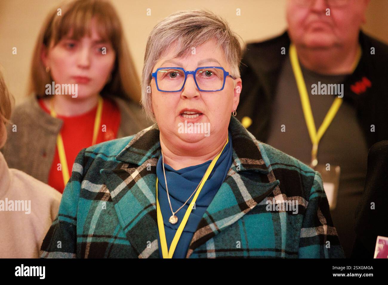 Brenda Doherty speaking to the media with members of the Northern ...