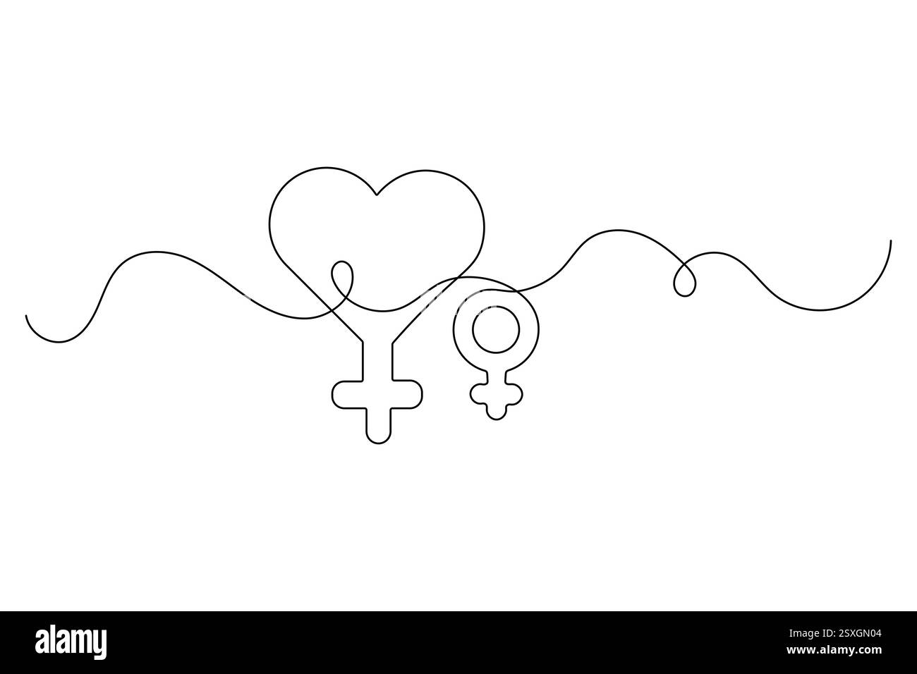 Female gender symbol one line art with minimalist isolated outline ...