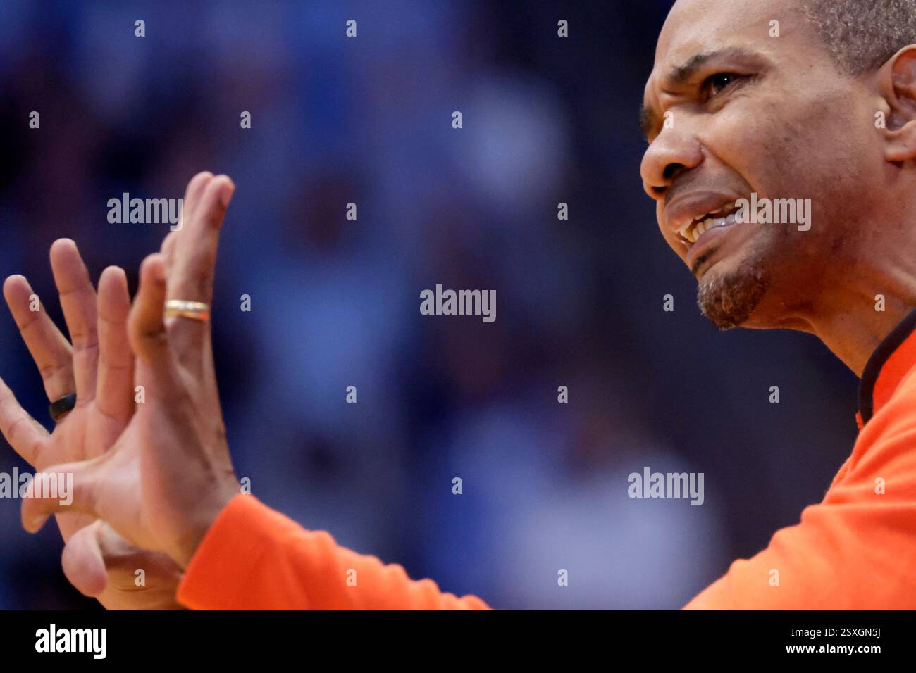 Virginia head coach Ron Sanchez directs the team during the first half ...