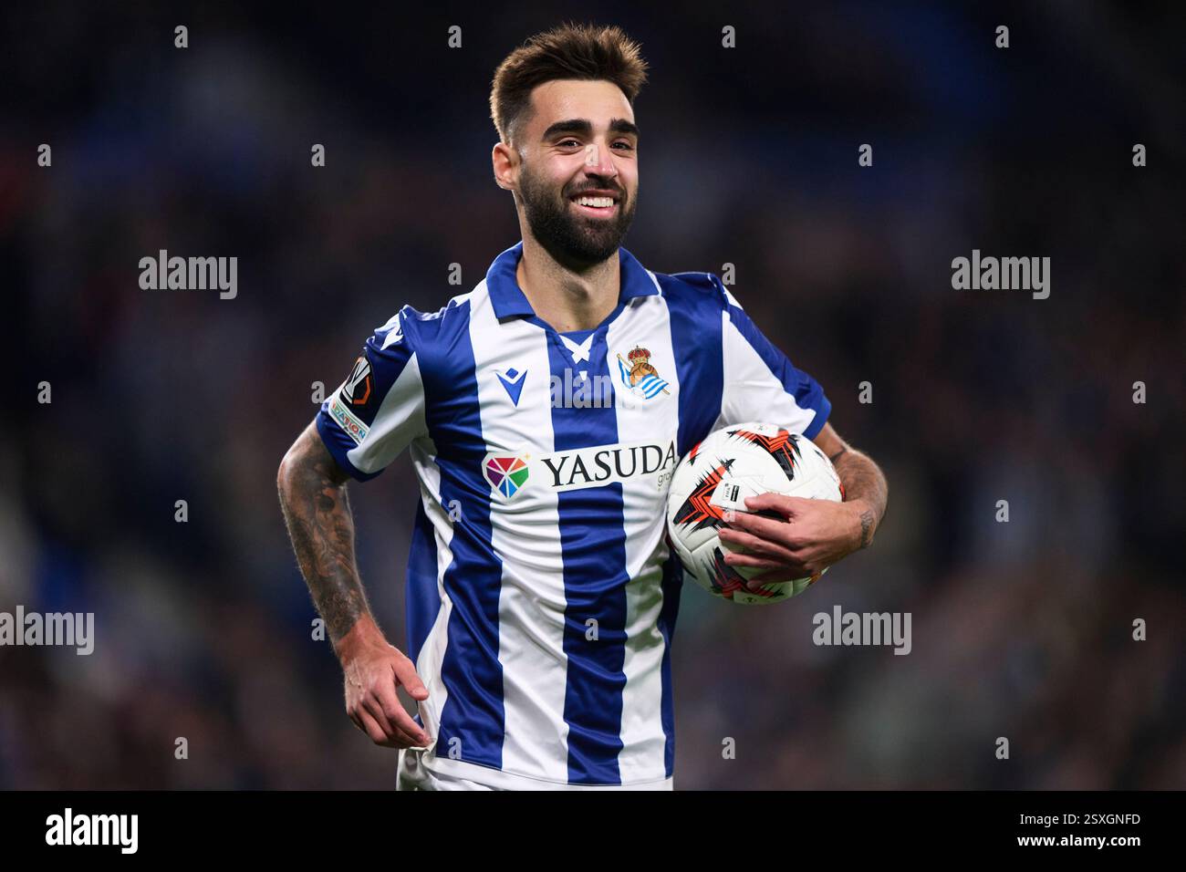 Brais Mendez of Real Sociedad celebrates after scoring his team's first ...