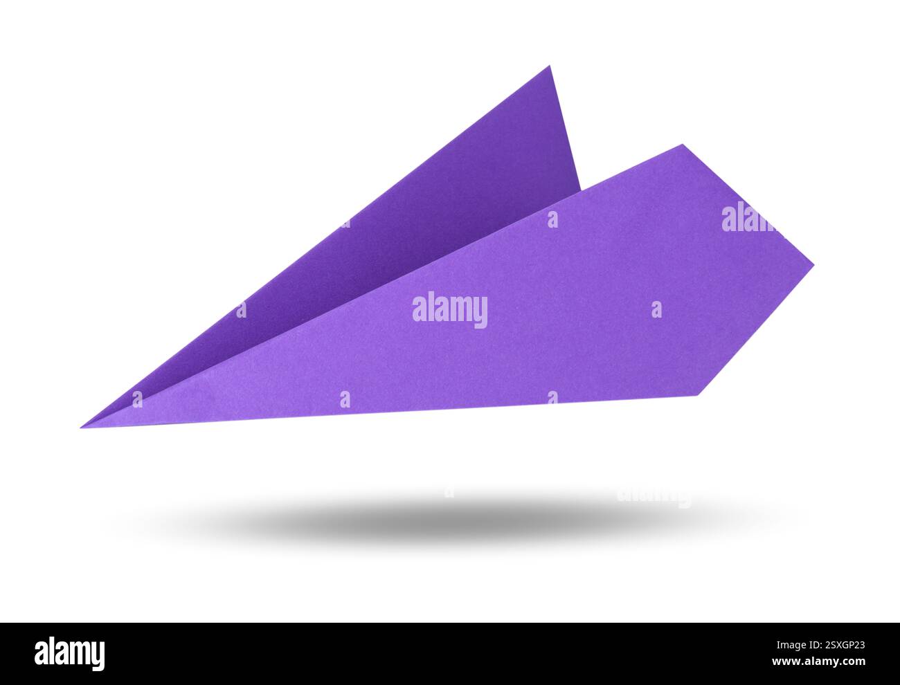 Purple paper plane in air on white background Stock Photo - Alamy