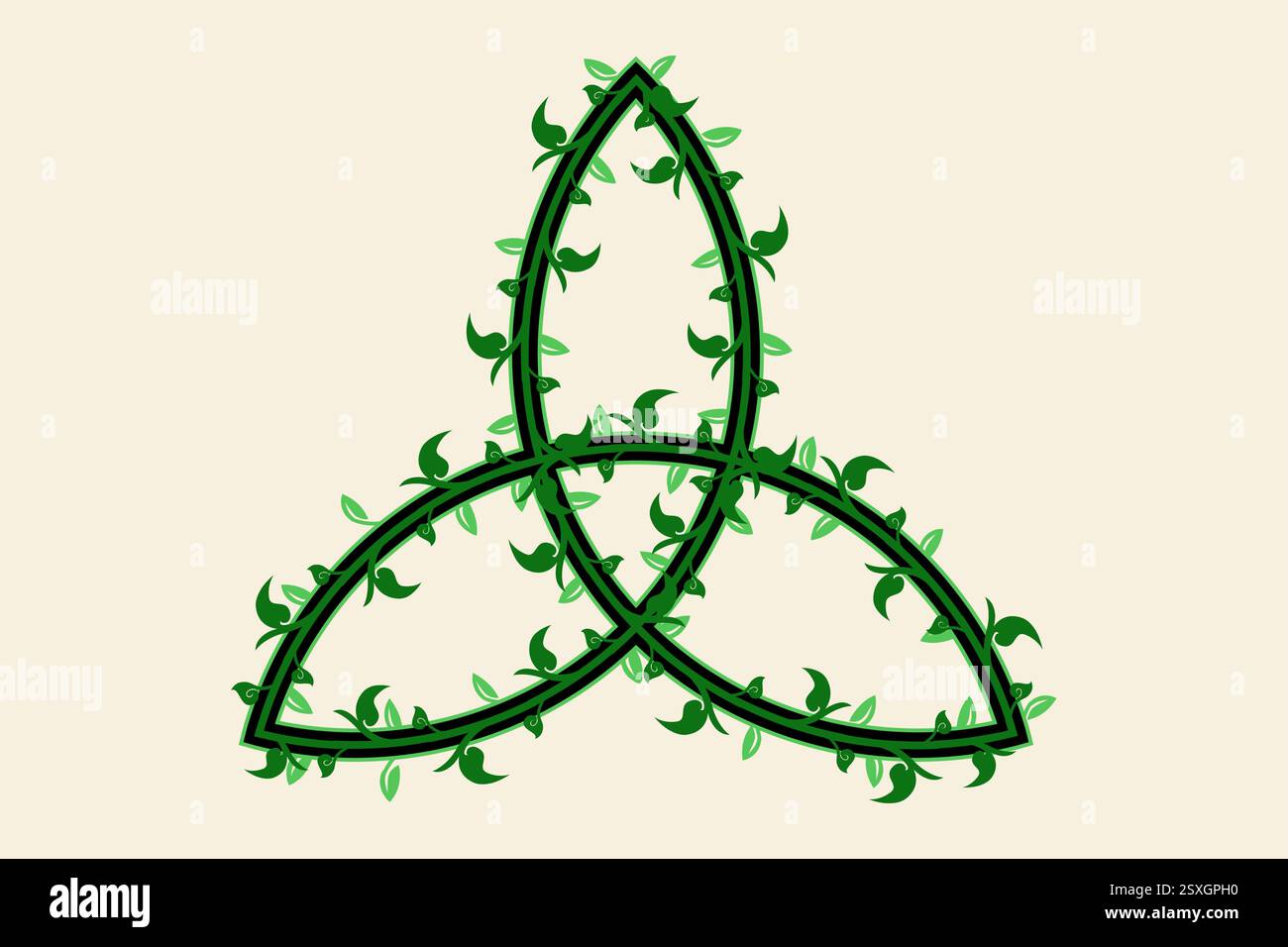 Triquetra symbol. Celtic trinity knot sign with floral decoration of ...