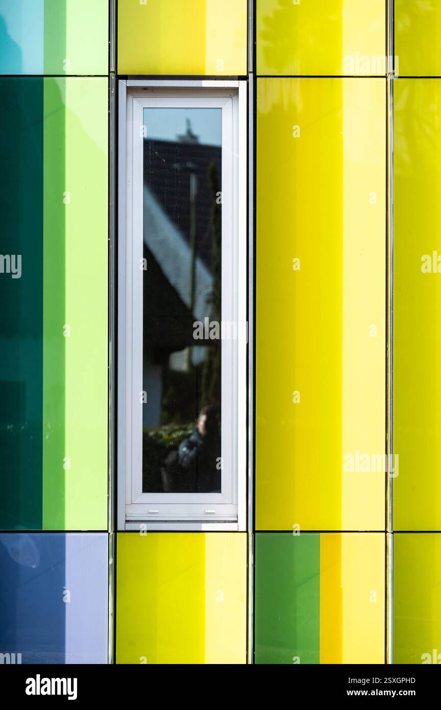 Abstract colors and lines from the facade of a contemporary music ...