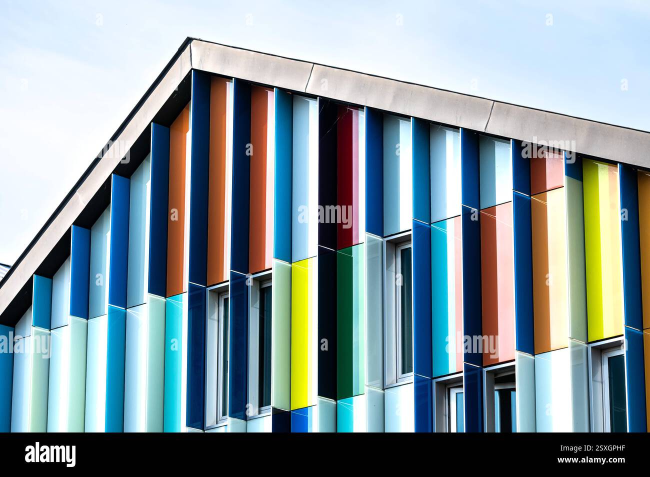Abstract colors and lines from the facade of a contemporary music ...