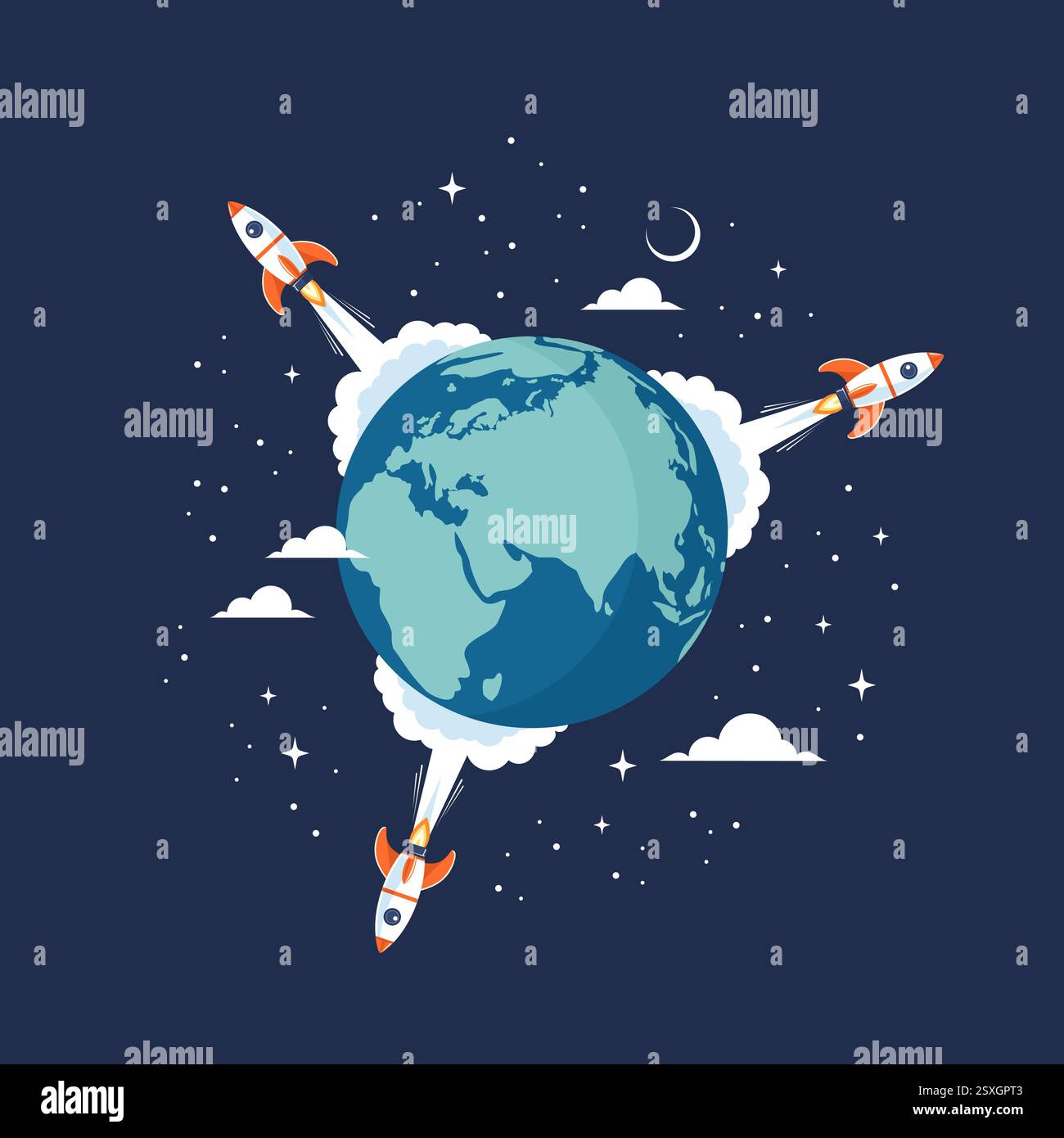 Earth planet rockets Stock Vector Images - Alamy