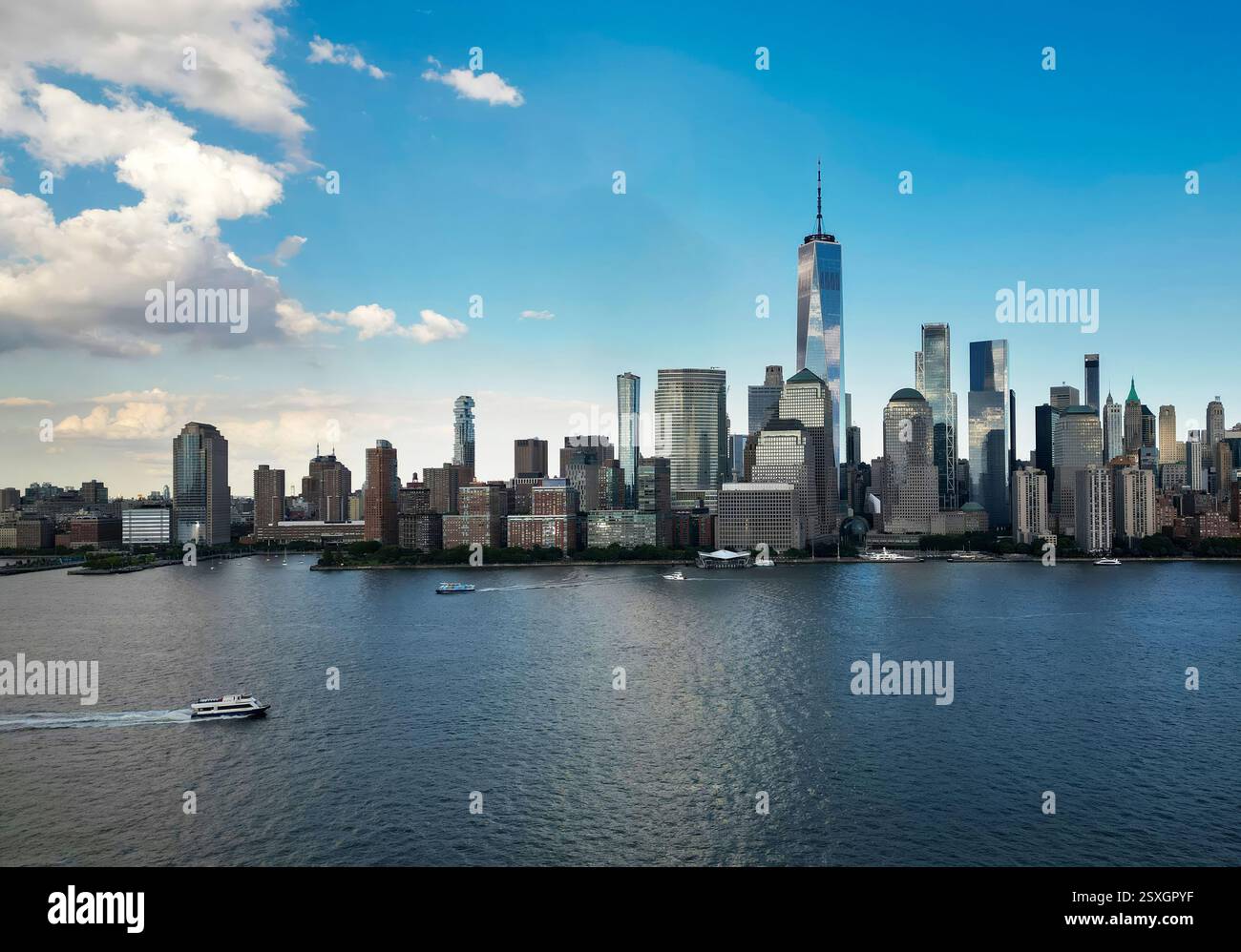 NYC skyline with skyscrapers aerial view. Manhattan and Brooklyn. New ...