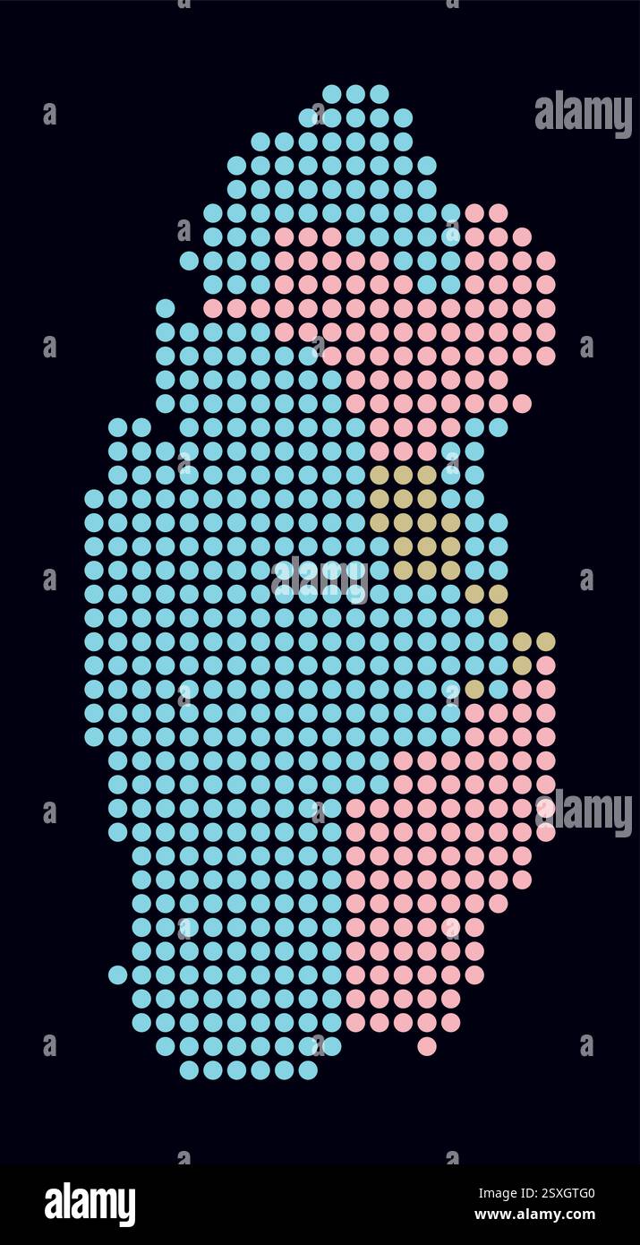 Qatar dotted map. Digital style map of the country on dark background ...