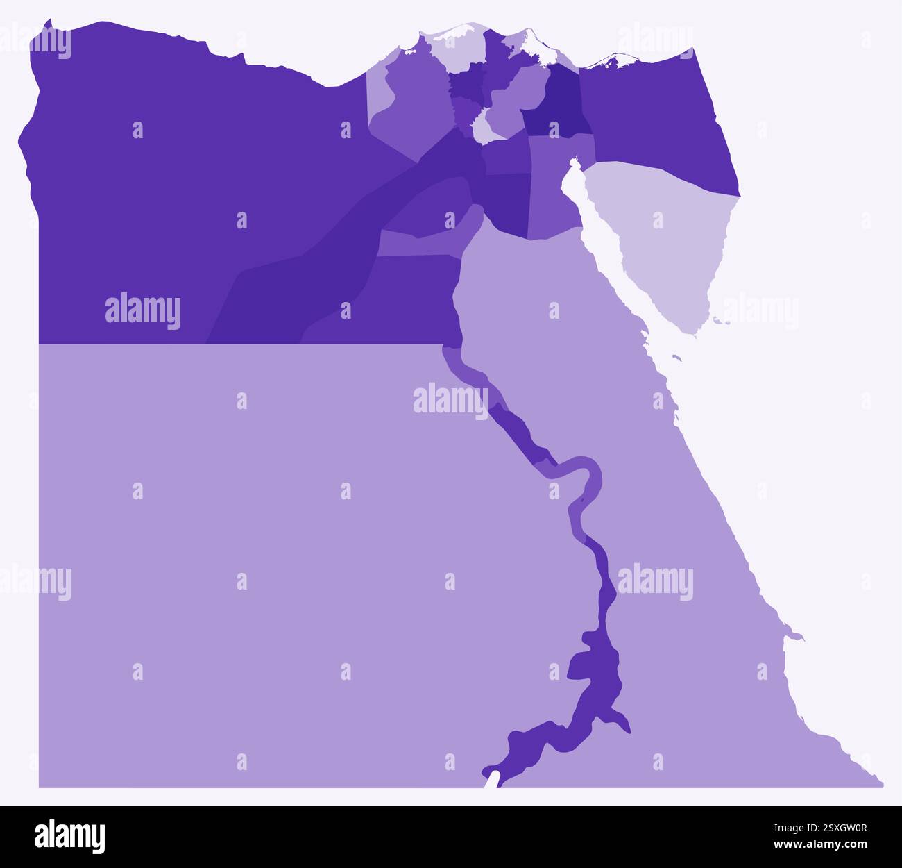 Map of Egypt with regions. Just a simple country border map with region ...