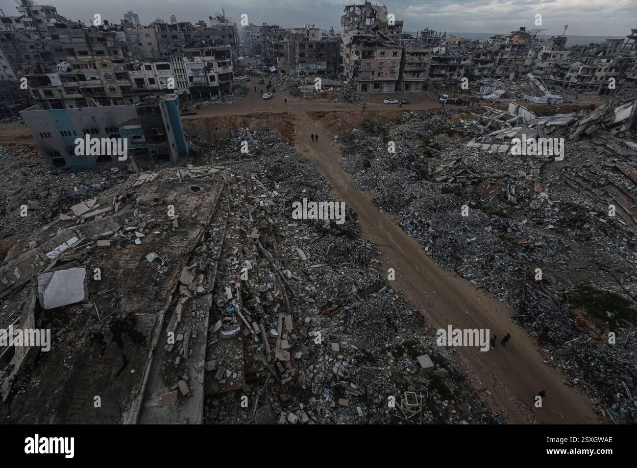 A general view of the destruction as Palestinians continue their daily ...