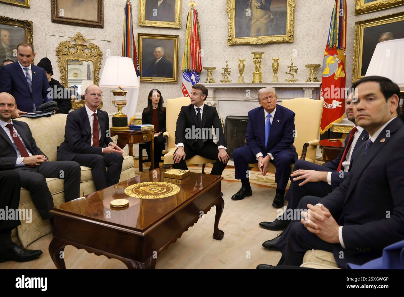 France's President Emmanuel Macron, from center to right, President ...