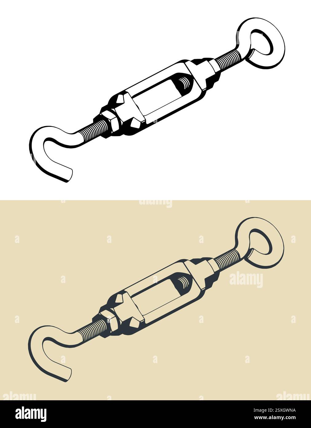 Stylized vector illustrations of turnbuckle Stock Vector Image & Art ...