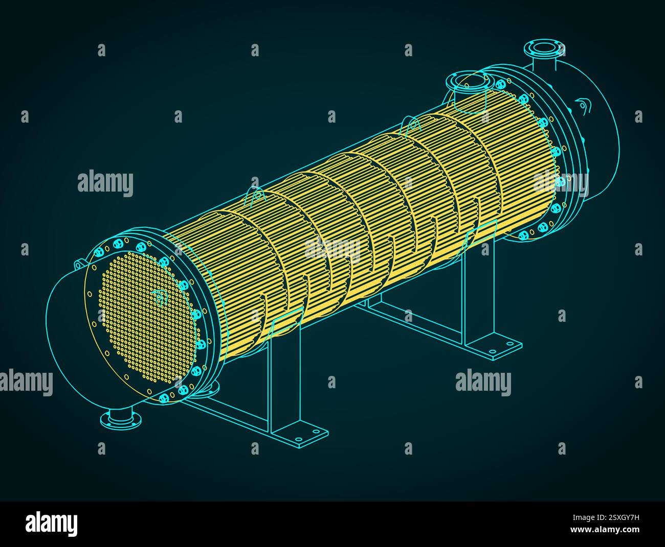 Stylized vector illustration of structure of shell and tube heat exchanger Stock Vector Image ...