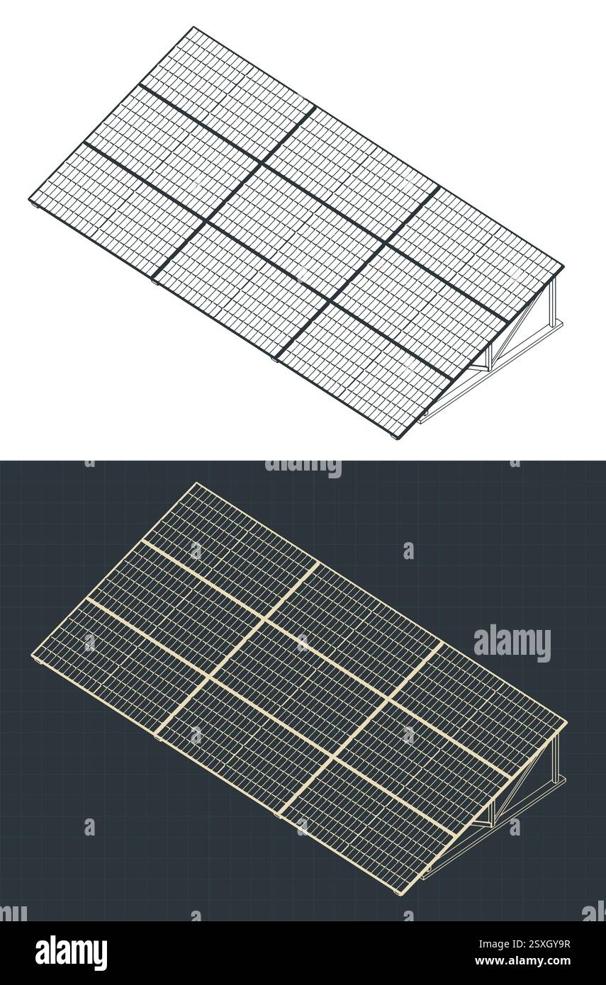 Stylized vector illustrations of isometric blueprints of stationary ...