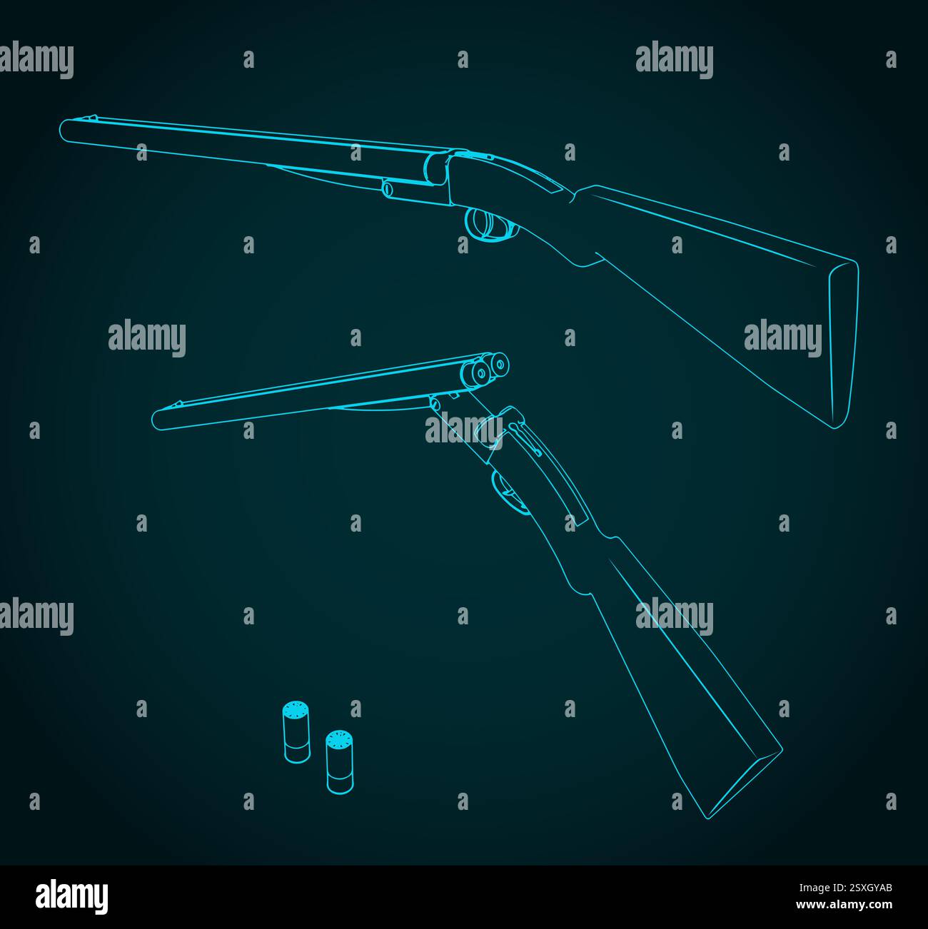 Stylized vector illustrations of double barrel shotgun Stock Vector ...
