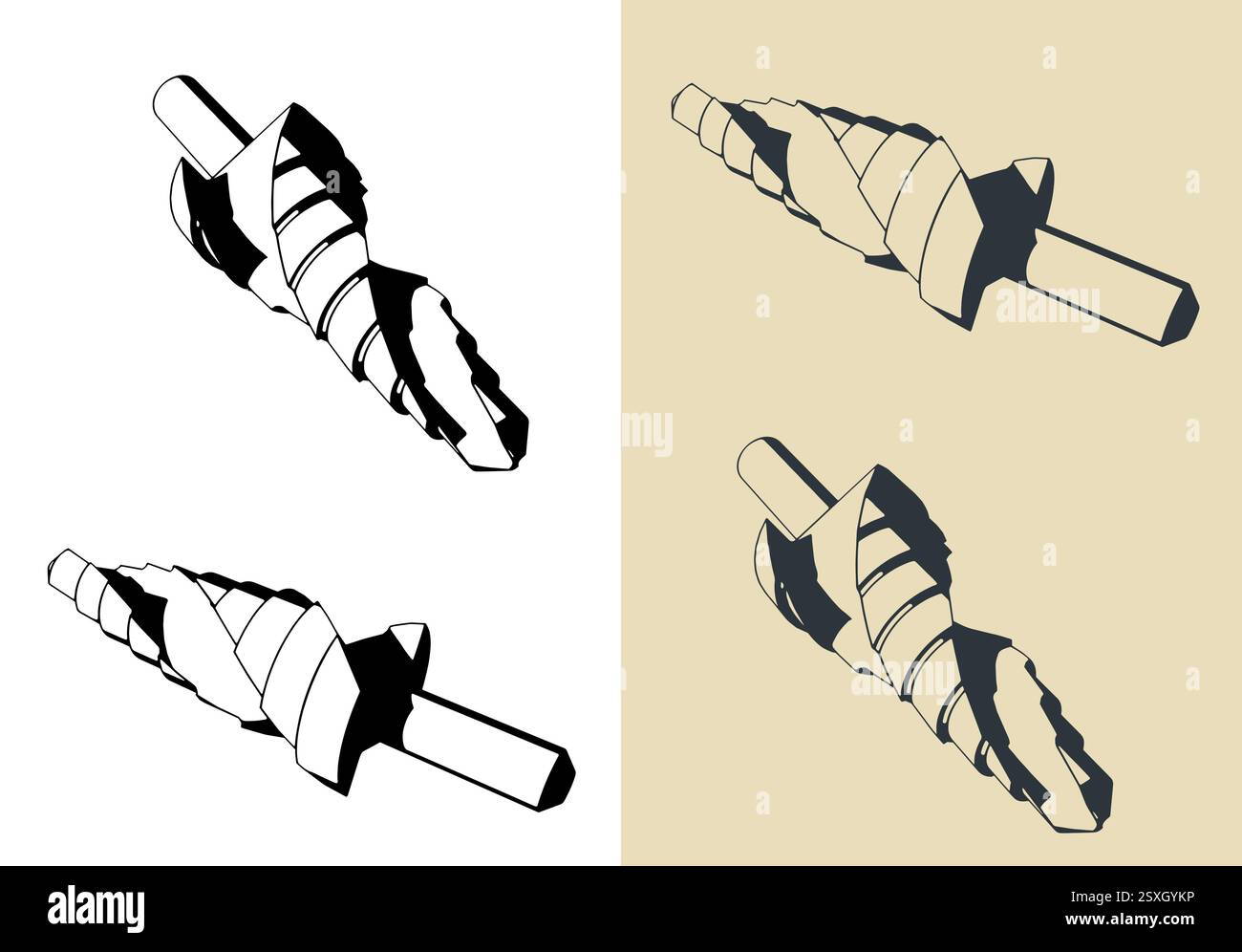 Stylized vector illustrations of stepped drill bit Stock Vector Image ...
