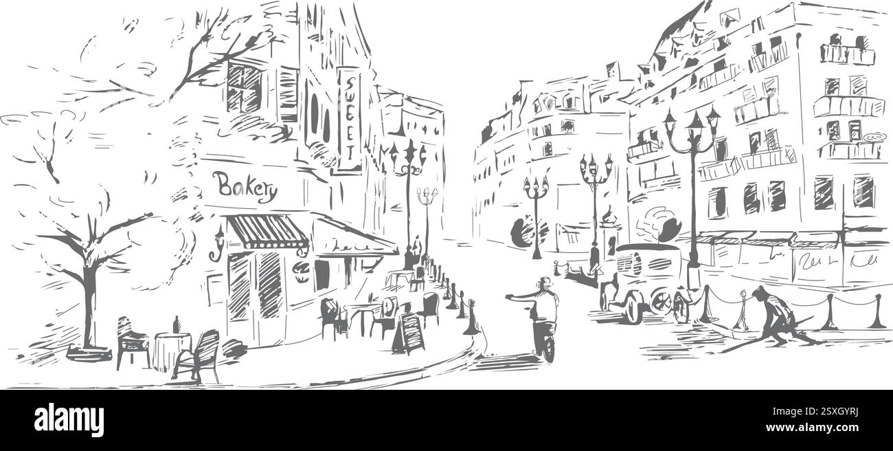 Lively atmosphere of city life Stock Vector Images - Alamy