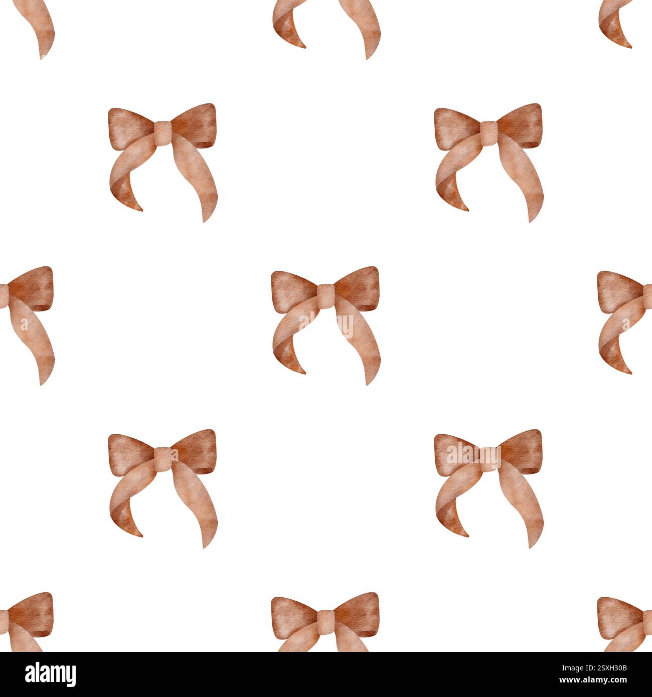 Pattern watercolor red bows with ribbon in vintage style. Seamless ...
