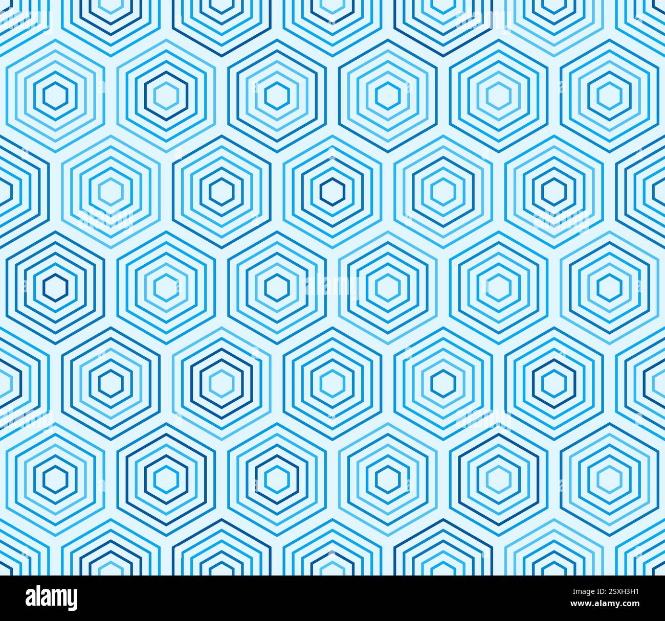 Seamless hexagon pattern. Hexagon stacked mosaic cells. Blue color tones. Large hexagon shapes ...